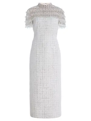 Carolina Herrera Embellished Tweed Midi Dress - Ivory