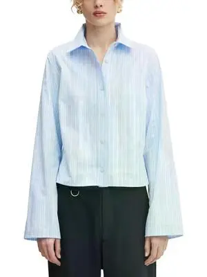 WON HUNDRED Striped Button-down Shirt - Blue