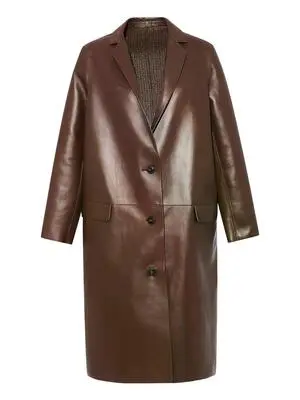 YVES SALOMON Panelled Leather Coat - Brown