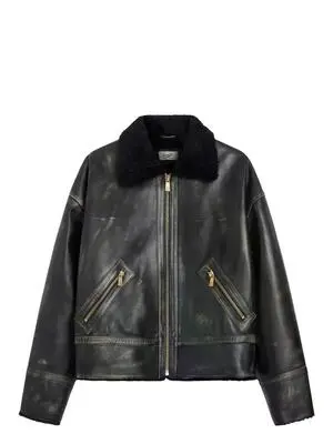 PENCE Shearling-collar Jacket - Black