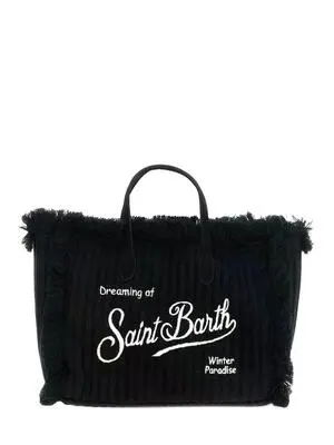 MC2 SAINT BARTH Colette Fringed Wool Tote Bag - Black