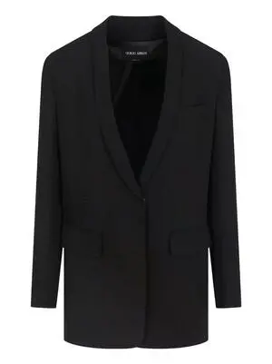 Giorgio Armani Shawl-lapel Pocket Coat - Black