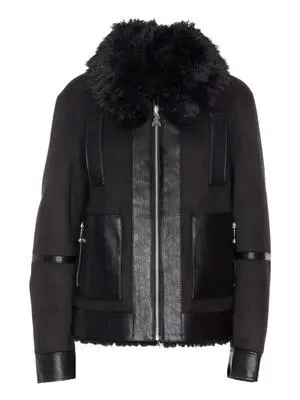 Patrizia Pepe Faux Fur Zip-up Jacket - Black
