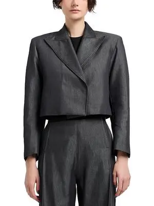 Emporio Armani Cropped Jacket - Solid Black