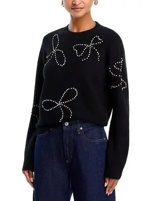 AQUA Rhinestone Bow Sweater
