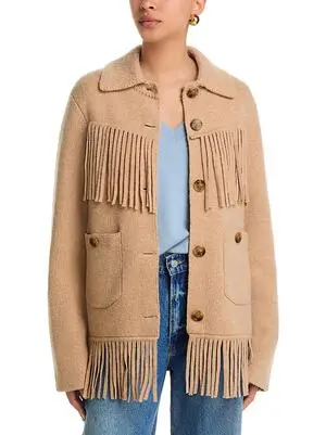 Guest In Residence Western Fringe Knit Jacket - Dune