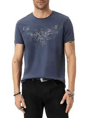 John Varvatos Raw Edge Moth Graphic Tee - Mulberry