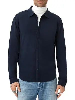 John Varvatos Gareth Mercerized Cotton Shirt - Navy