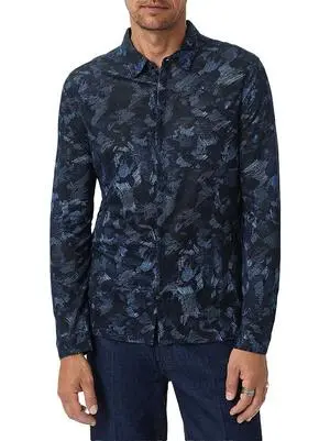John Varvatos Vienne Printed Button Front Shirt - Cobalt
