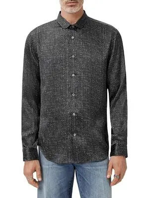 John Varvatos Orchard Button Front Silk Shirt - Black/white
