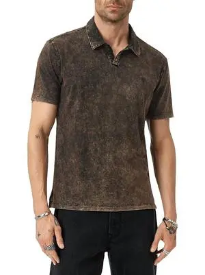 John Varvatos Carsten Open Collar Denim Polo Shirt - Chamois