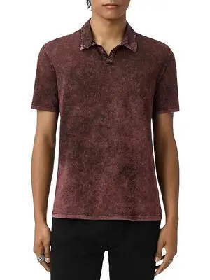 John Varvatos Carsten Open Collar Denim Polo Shirt - Plum