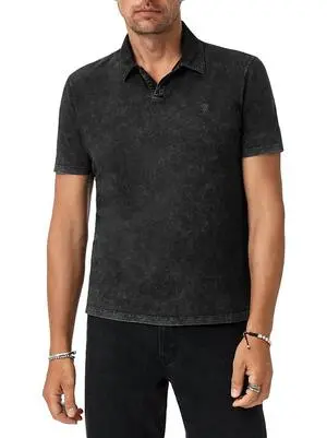 John Varvatos Carsten Open Collar Denim Polo Shirt - Seaweed