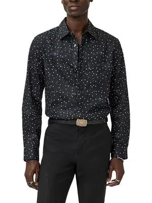 John Varvatos Rodney Printed Button Front Shirt - Black