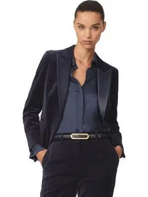REISS Verda Petite Velvet Tuxedo Blazer