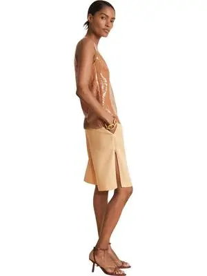 REISS Lina Atelier Tailored Short With Linen - Orange