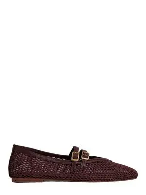 REISS Mesh Ballet Flats - Oxblood