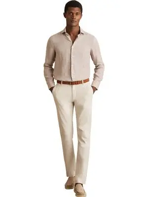 REISS Dobby Cotton-piqué Slim-fit Chinos - Off White