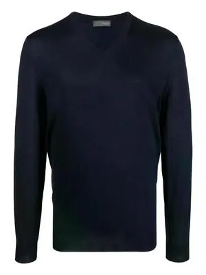 DRUMOHR V-neck Merino Wool Jumper - Blue