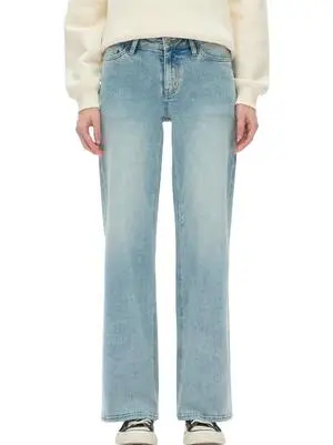 BAYEAS Mid-rise Wide Leg Jeans - Retro Light Blue