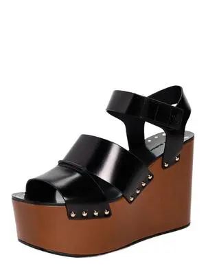 Tory Burch Studded Platform Wedges - Perfect Black
