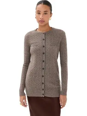 LISA YANG Linda Cashmere Cardigan - Truffle