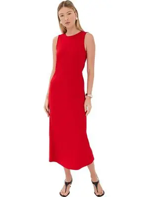 Another Tomorrow Cowl Back Sheath Dress Scarlet