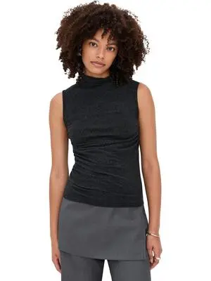 Enza Costa Cashmere Blend Sleeveless Twist Top - Charcoal