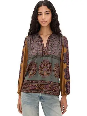 Ba&sh Baker Floral Print Top - Chocolat