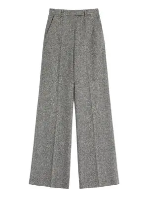 Valentino Garavani Wool-blend Speckled Wide-leg Trousers - White