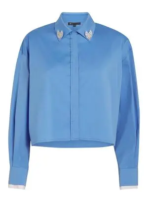 Maje Rhinestone Collar Blouse - Blue