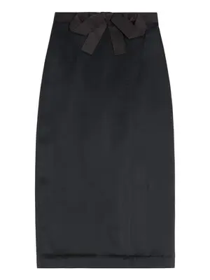 Valentino Garavani Satin Bow-detail Midi Skirt - Black