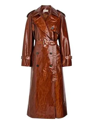 Dries Van Noten Ristos Printed Coated Trench Coat - Rust