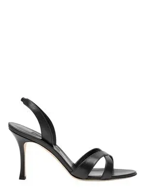 Manolo Blahnik Callasli 90 Leather Slingback Sandals - Black
