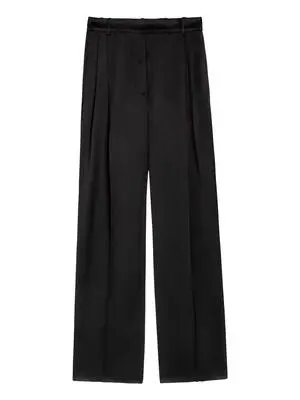RÓHE Pleated Straight-leg Satin Trousers - Black
