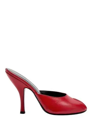 JUDE Date 105 Leather Peep-Toe Mules Red