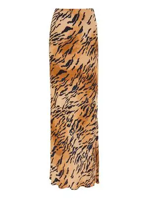 NEVER FULLY DRESSED Dorris Tiger-print Maxi Skirt - Brown