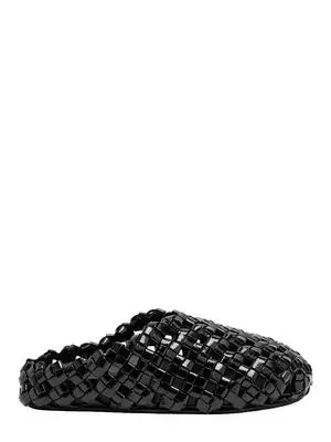 A.W.A.K.E. Mode Woven Patent Leather Mules - Black
