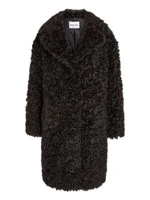 STAND STUDIO Camille Cocoon Faux Fur Coat - Dark Brown