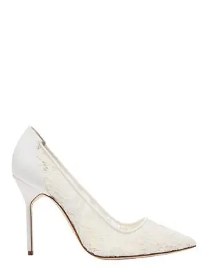Manolo Blahnik 105 Lace Pumps - Cream