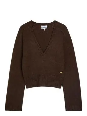 GANNI Wool-blend Jumper - Dark Brown