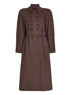 ChloƩ Houndstooth Wool Coat - Brown