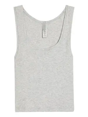 SKIMS Ribbed Stretch-cotton Tank - Light Grey