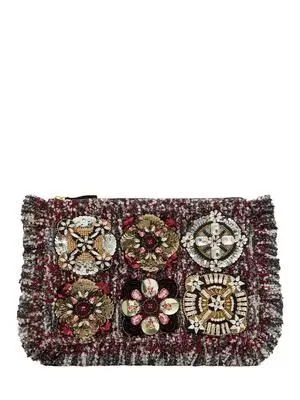 LA DOUBLEJ Crystal-Embellished Woven Pochette