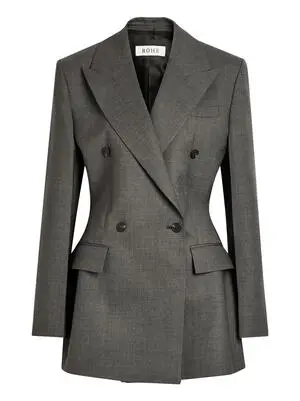 RÓHE Double-breasted Stretch-wool Blazer - Grey