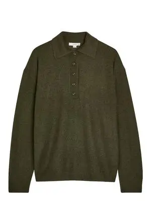 Vince Cashmere And Silk-blend Polo Jumper - Green