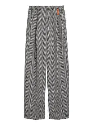 FORTE_FORTE Chevron Wool Straight-leg Trousers - Grey