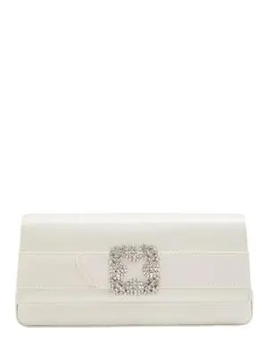 Manolo Blahnik Gothisi Embellished Satin Clutch - Ivory