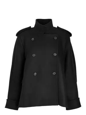Khaite Dean Double-breasted Wool-blend Coat - Black