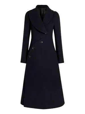 Alaïa Curved Wool Coat - Navy